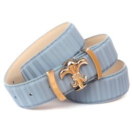 Anthoni Crown Damen Lederg&uuml;rtel, blau, festlich, Gr. 95, unifarben, Rindsleder, G&uuml;rtel, mit filigraner goldfarbener Koppel-Schlie&szlig;e