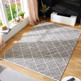 Teppich LUXOR living, B:140cm H:8mm L:200cm, grau, Baumwolle, Wohnzimmer, Teppiche, "Pantin", Handweb, Flachgewebe, reine Baumwolle, handgewebt,
