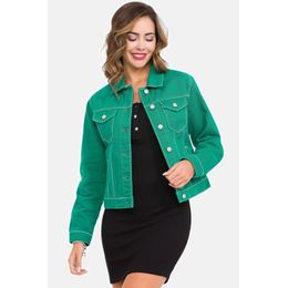 Cipo & Baxx CIPO & BAXX Damen Jeansjacke "Jeansjacke", gr&uuml;n, Gr. XL, unifarben, Stoff, 100% Baumwolle, Jacken, Mit praktischen Brusttaschen, WJ212