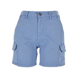 Urban Classics Damen Cargohose "Urban Classics Damen Ladies High Waist Cargo Shorts", blau, Gr. 33, unifarben, 98% Baumwolle, 2% Elasthan, Hosen