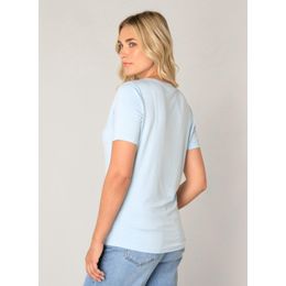 Base Level Damen T-Shirt "Yanic", blau, Gr. 36, unifarben, Single Jersey, Obermaterial: 96% Viskose, 4% Elasthan, Shirts, mit V-Ausschnitt
