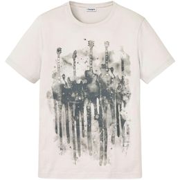 bonprix Herren T-Shirt, grau, Gr. 60, bedruckt, Jersey, Obermaterial: 100% Baumwolle, Shirts, Regular Fit, Kurzarm, mit Frontprint, aus Baumwolle