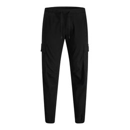 Jack & Jones JACK & JONES Herren Cargohose "JPSTKANE DYLAN CUFFED CARGO RET", schwarz, Gr. XS, unifarben, Web, Obermaterial: 98% Baumwolle, 2% Elasthan, Hosen