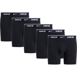 Boxer NIKE UNDERWEAR "BOXER BRIEF 5PK", Herren, Gr. M, 5 Stk., schwarz-wei&szlig; (schwarz, schwarz, schwarz, schwarz, schwarz), Jersey, Obermaterial: 95% Baumwolle, 5% Elasthan, k&ouml;rpernah, Unterhosen, mit Logo-Elastikbund