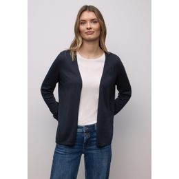 Cardigan Street One, Damen, Gr. 44, shadowed navy, Stoff, 60% Viskose, 40% Baumwolle, unifarben, comfort fit normal, V-Ausschnitt, B&uuml;ndchen, Strickjacken, mit Strick-Detail