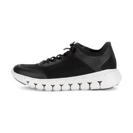 Gabor Damen Slip-On Sneaker, Gr. 43schwarz, Synthetik, Textil, Schuhe, Freizeitschuh, Halbschuh, Schn&uuml;rer, mit elastischem Schn&uuml;rsenkel