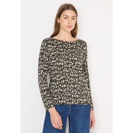 Cecil Damen Langarmshirt, schwarz, Gr. M, gemustert, Web, 50% Modal, 50% Baumwolle, Shirts, mit grafischem Muster