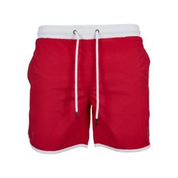 Urban Classics Herren Badeshorts "Urban Classics Herren Retro Swimshorts", rot, Gr. XXL, 100% Polyamid, Badehosen