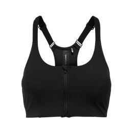 Only Play Damen Sport-BH "ONPJANA-3 ZIP SPORTS BRA NOOS"schwarz, Gr. XS, unifarben, Jersey, Obermaterial: 75% Nylon, 25% Elasthan, BHs