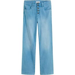 bonprix Damen Straight-Jeans "Straight-Jeans High Waist, Stretch", blau, Gr. 50, unifarben, Denim/Jeans, Obermaterial: 82% Baumwolle, 17% Polyester,