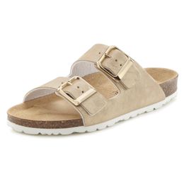 Vivance Damen Pantolette "Mule, Sandale, offener Schuh", Gr. 36, gold, Obermaterial: 100% Synthetik. Decksohle: 100% Rindsleder. Futter: 100%