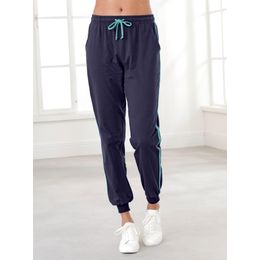 Damen Schlupfhose, blau, Gr. 50, unifarben, 100% Baumwolle, Hosen