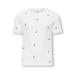KIDS Only M&auml;dchen T-Shirt "KOGKETTY LIFE S/S O-NECK TOP JRS NOOS", wei&szlig;, Gr. 110, bedruckt, Jersey, Obermaterial: 100% Baumwolle, Shirts, Baumwolle,