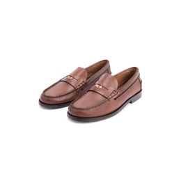 Tommy Hilfiger Damen Loafer "HILFIGER PENNY LOAFER SMOOTH LTH", Gr. 36chestnut, Nappaleder, unifarben, used, Schuhe, Blockabsatz, Slipper,