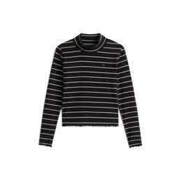 Tommy Hilfiger M&auml;dchen Langarmshirt "SPARKLE STRIPE MOCK NECK L/S"schwarz, Gr. 14, gemustert, gestreift, mehrfarbig, Single Jersey, Obermaterial: 95%