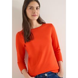 Cecil Damen 3/4-Arm-Shirt "Basic Boatneck"cherry tomato orange, Gr. XS, Jersey, Obermaterial: 100% Baumwolle, Shirts, mit U-Boot-Ausschnitt, unifarben