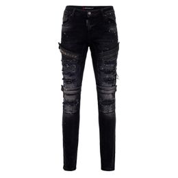 Cipo & Baxx CIPO & BAXX Herren 5-Pocket-Jeans "Jeans", schwarz, Gr. 32, unifarben, 98% Baumwolle, 2% Elasthan, Jeans, im destroyed Look