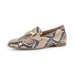 Gabor Damen Slipper, Gr. 37, braun, Kalbsleder, Schuhe, Blockabsatz, Businessschuh mit goldfarbenem Schmuck-Zierriegel