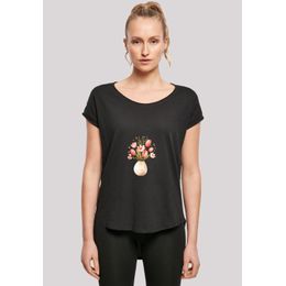 F4NT4STIC Damen T-Shirt "Rosa Fr&uuml;hlingsblumenstrau&szlig; in Vase", schwarz, Gr. XS, Obermaterial: 100% Baumwolle, Shirts, Premium Qualit&auml;t