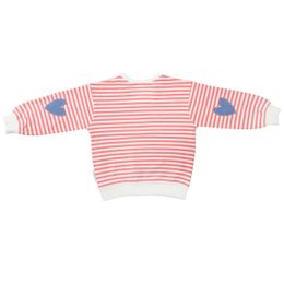 Marc O'Polo Junior Sweatshirt MARC O'POLO JUNIOR, M&auml;dchen, Gr. 104/110, coral stripe, Sweatware, Obermaterial: 100% Baumwolle, Rundhals, Sweatshirts Sweatshirt, Reine Baumwolle, f&uuml;r kleine M&auml;dchen, kontrastfarbene Details