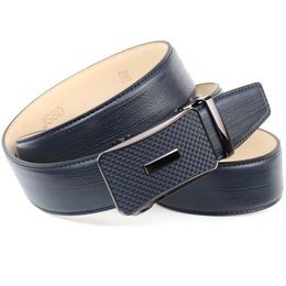 Anthoni Crown Herren Lederg&uuml;rtel, blau, Gr. 85, unifarben, Leder, G&uuml;rtel, Handgen&auml;hter G&uuml;rtel mit farbiger Karbon-Schlie&szlig;e