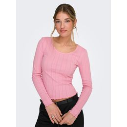Only Damen Langarmshirt "ONLTENNA O-NECK L/S TOP JRS NOOS"romance rose, Gr. L, unifarben, Jersey, Obermaterial: 50% Baumwolle, 50% Polyester, Shirts