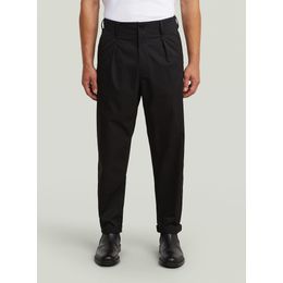 G-Star Raw G-STAR Herren Chinohose "Pleated Chino Relaxed Tapered", schwarz, Gr. 31, Obermaterial: 75% Polyester, 25% Elastomultiester, Hosen