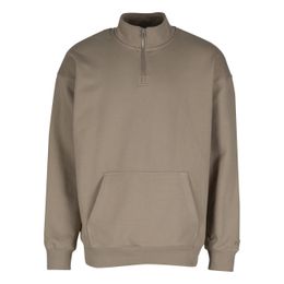 DEF Herren Sweater "DEF DEF Zipper Crewneck", beige, Gr. XL, unifarben, 80% Baumwolle, 20% Polyester, Sweatshirts