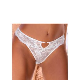 Lascana Damen Tanga, Gr. 32, beige, Spitze, Obermaterial: 88% Polyamid, 12% Elasthan, Unterhosen, rundum aus Spitze mit sexy Cut-Out