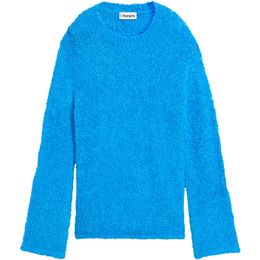 bonprix Damen Strickpullover, blau, Gr. 52, unifarben, Strick, Obermaterial: 54% Polyester, 45% Polyacryl, 1% Elasthan, Pullover, kuscheliger