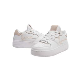 Sneaker Karl Kani "Karl Kani Herren KKFWW000283 89 UP Logo", Herren, Gr. 36.5, wei&szlig;, beige, Leder, Schuhe Sneaker