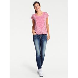Linea Tesini HEINE Damen Rundhalsshirt "Rundhals-Shirt", lila, Gr. 42, unifarben, 50% Polyester, 50% Viskose, Shirts