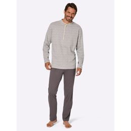 w&auml;schepur W&Auml;SCHEPUR Herren Schlafanzug, Gr. 48, grau, 100% Baumwolle, Top:88% Baumwolle, 12% Polyester, Unterteil:100% Baumwolle, Homewear-Sets