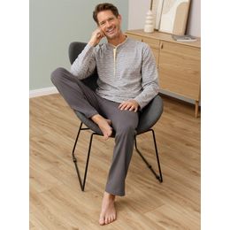 w&auml;schepur W&Auml;SCHEPUR Herren Schlafanzug, Gr. 56, grau, 100% Baumwolle, Top:88% Baumwolle, 12% Polyester, Unterteil:100% Baumwolle, Homewear-Sets