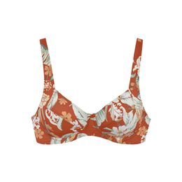 Sunseeker Damen B&uuml;gel-Bikini-Top "Suva", rot, Gr. 46, floral, Polyamid, Bikini-Oberteile, mit breiten Tr&auml;gern