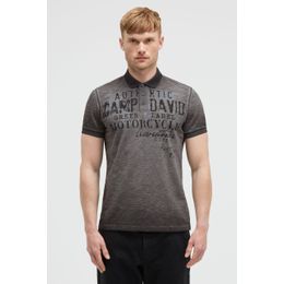 CAMP DAVID Herren Poloshirt, schwarz, Gr. S, bedruckt, Piqu&eacute;, Material: 100% Baumwolle, Shirts, mit Vintage-Waschung