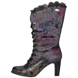 Laura Vita Damen High-Heel-Stiefel "Laura Vita Stiefel Leder/Textil", Gr. 37, lila, Leder, Textil, Schuhe