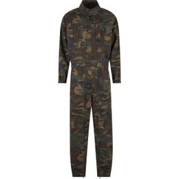 Jumpsuit Brandit "Brandit Herren Einsatzkombi", Herren, Gr. L, US-Gr&ouml;&szlig;en, woodland, 80% Polyester, 20% Baumwolle, unifarben, normal, Overalls Jumpsuit