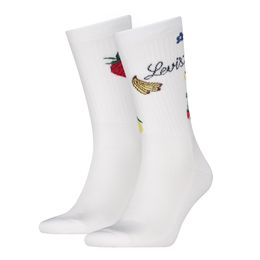 Levi's LEVI'S Damen Socken "LEVIS REG CUT FRUIT AOP", Gr. 43wei&szlig; combo, Baumwollmischung, Socken, Cotton-Mix, Fruit-Design, elastisch, weiche, bequeme Sohle