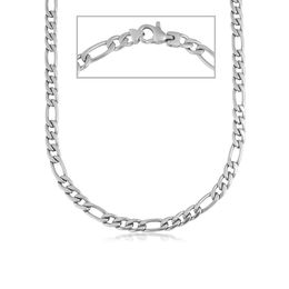Firetti Damen Edelstahlkette "Schmuck Geschenk Halskette Figarokette", 50, Edelstahl, L: 50 60 B: 4mm, silber, Edelstahl, B:4mm, Halsketten