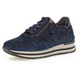 Gabor Damen Keilsneaker "Turin", Gr. 40, blau, Lackleder, Ziegenveloursleder, Schuhe, Freizeitschuh, Halbschuh, Schn&uuml;rer, gepolsterter Schaftrand,