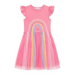 DANAMADE M&auml;dchen Sommerkleid "DANAMADE Dresses DCARLA", bunt, Gr. 134, Oberteil: 90% Baumwolle, 10% Polyester. Rock: 100% Polyester. Futter: