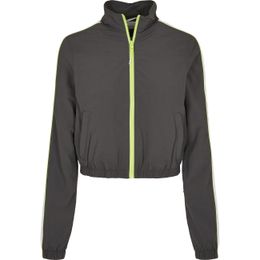Urban Classics Damen Allwetterjacke "Urban Classics Damen Ladies Short Piped Track Jacket"schwarzshadow, electriclime, Gr. XL, unifarben, 100%