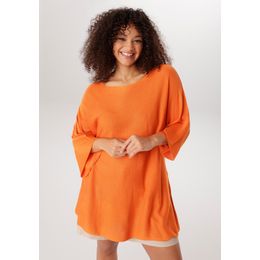 ANISTON PLUS Damen Strickpullover, orange, Gr. 52, unifarben, Feinstrick, Obermaterial: 50% Polyacryl, 50% Viskose, Pullover