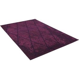 Teppich Tom Tailor HOME, B:155cm H:5mm L:230cm, lila, Wolle, Wohnzimmer, Teppiche, "Fine Lines", Flachgewebe, Rauten Design, ideal im Wohnzimmer &
