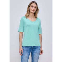 T-Shirt Street One, Damen, Gr. 34, misty mint, Web, 50% Modal, 50% Baumwolle, unifarben, normal normal, V-Ausschnitt, B&uuml;ndchen, Shirts T-Shirt, mit V-Ausschnitt