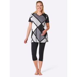 w&auml;schepur W&Auml;SCHEPUR Damen Capri-Pyjama, Gr. 36, schwarz, 50% Baumwolle, 50% Modal, Unterteil:48% Baumwolle, 4% Elasthan, 48% Modal, Homewear-Sets