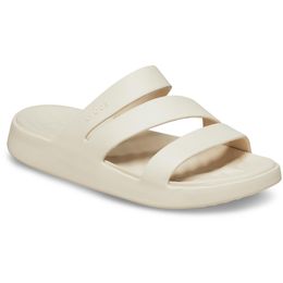 Crocs Damen Badepantolette "Getaway Strappy", Gr. 37, beige, Croslite , unifarben, Schuhe, Sommerschuh, Badeschuh, Poolslides mit modischen Riemchen
