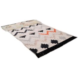 Teppich Theko, B:160cm H:7mm L:230cm, bunt, Baumwolle, Wolle, Wohnzimmer, Teppiche, "Nomadic 3960", handgewebt, mit Fransen, ideal im Wohnzimmer &