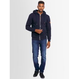 Herren Sweatjacke "ASGeenio", blau, Gr. L, Alessandro Salvarini, Obermaterial: 65% Baumwolle, 35% Polyester, Sweatjacken, mit hohem Kragen